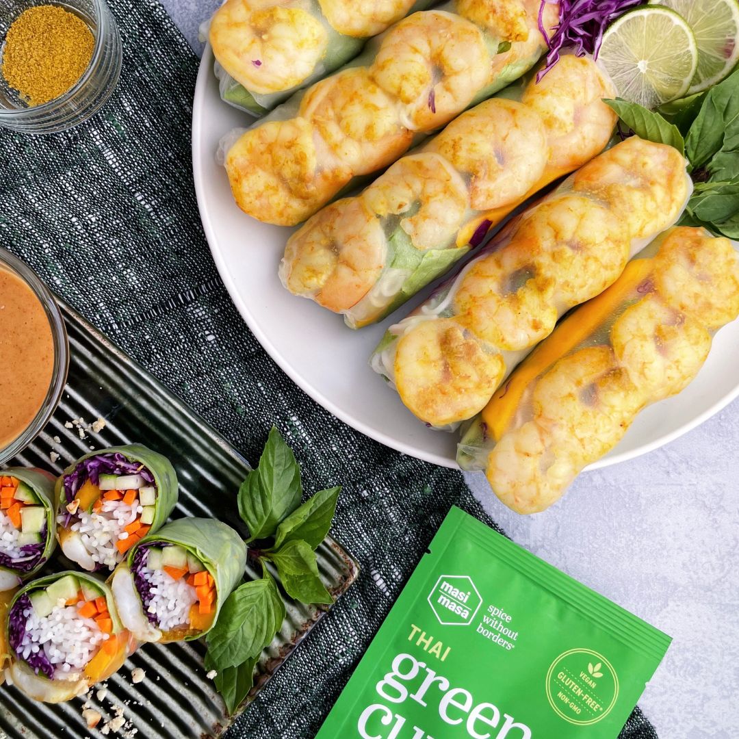 Thai Green Curry Spring Rolls - Masi Masa: Spice Without Borders